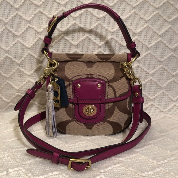 Coach | Bags | Coach Willis Signature Khaki Berry Purse 934 | Poshmark